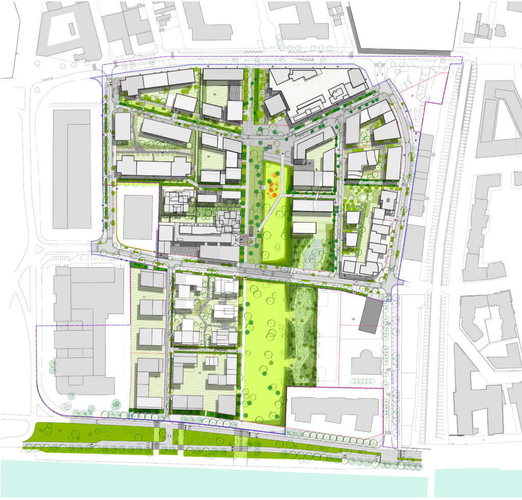 Des espaces publics de qualité et un parc urbain au sein du quartier